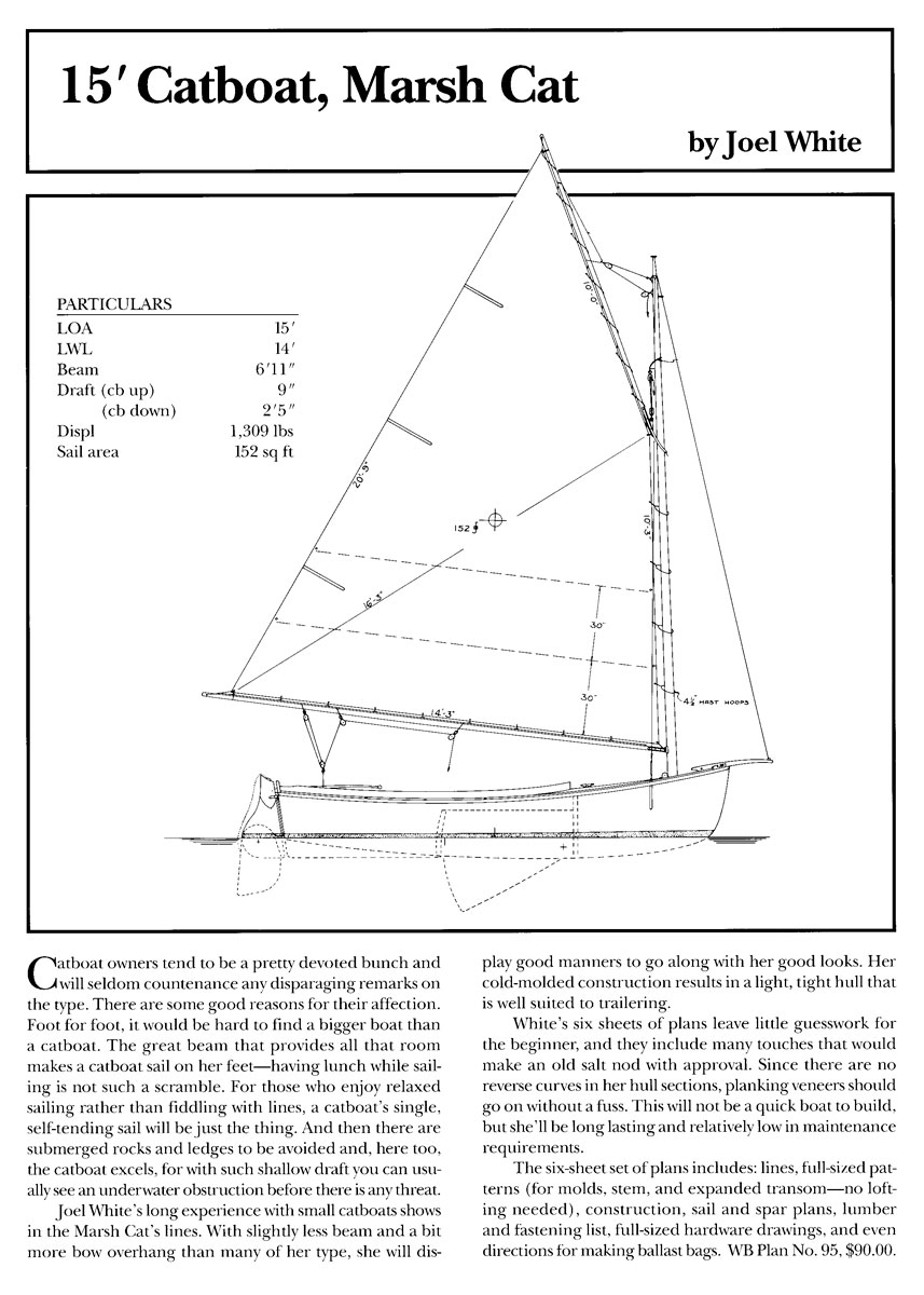 15' Marsh Cat Catboat Design Plans | Small Boats