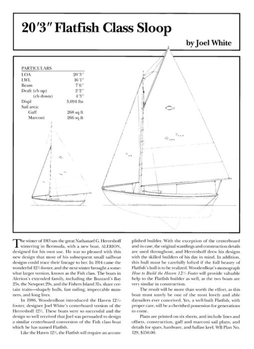 20'3" Flatfish Class Sloop Design Plans | Small Boats