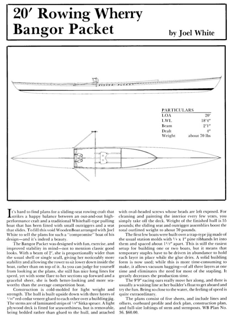 20' Bangor Packet Rowing Wherry Plans | Small Boats