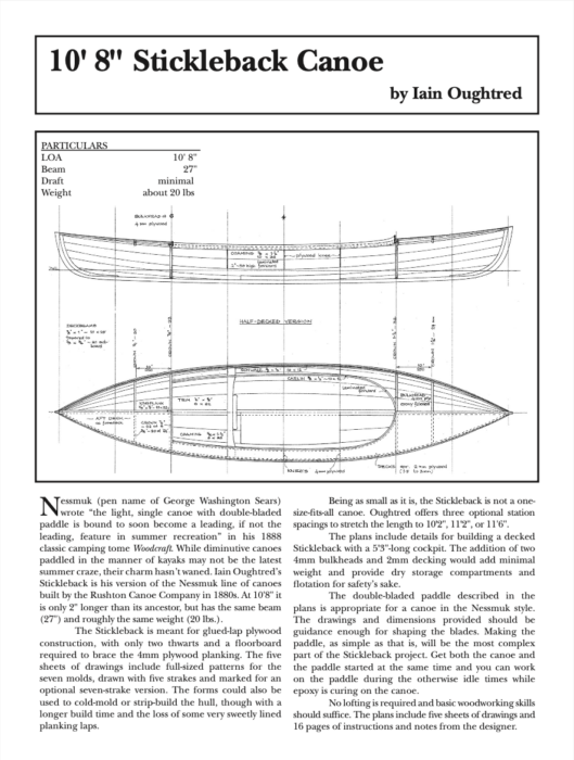 10'8" Stickleback Canoe Design Plans | Small Boats