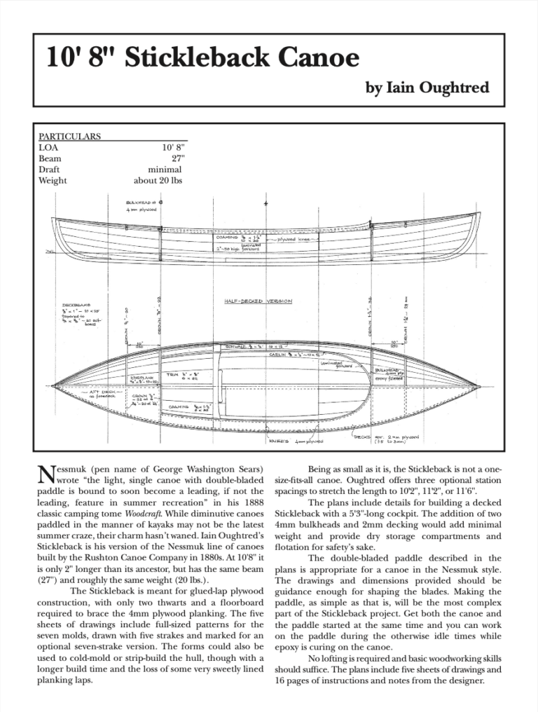 10'8" Stickleback Canoe Design Plans | Small Boats