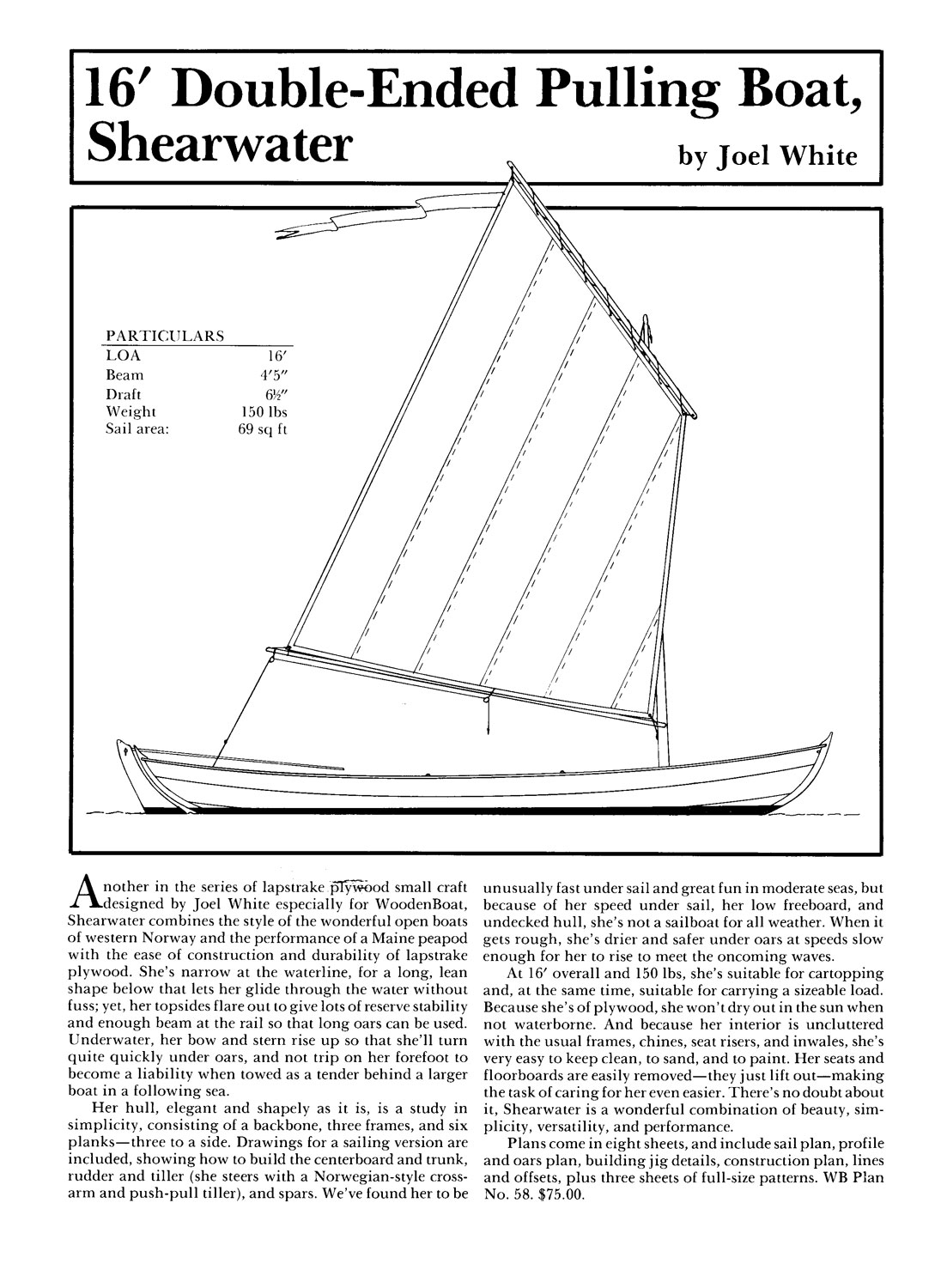 16' Pulling Boat, Shearwater Design Plans | Small Boats Nation